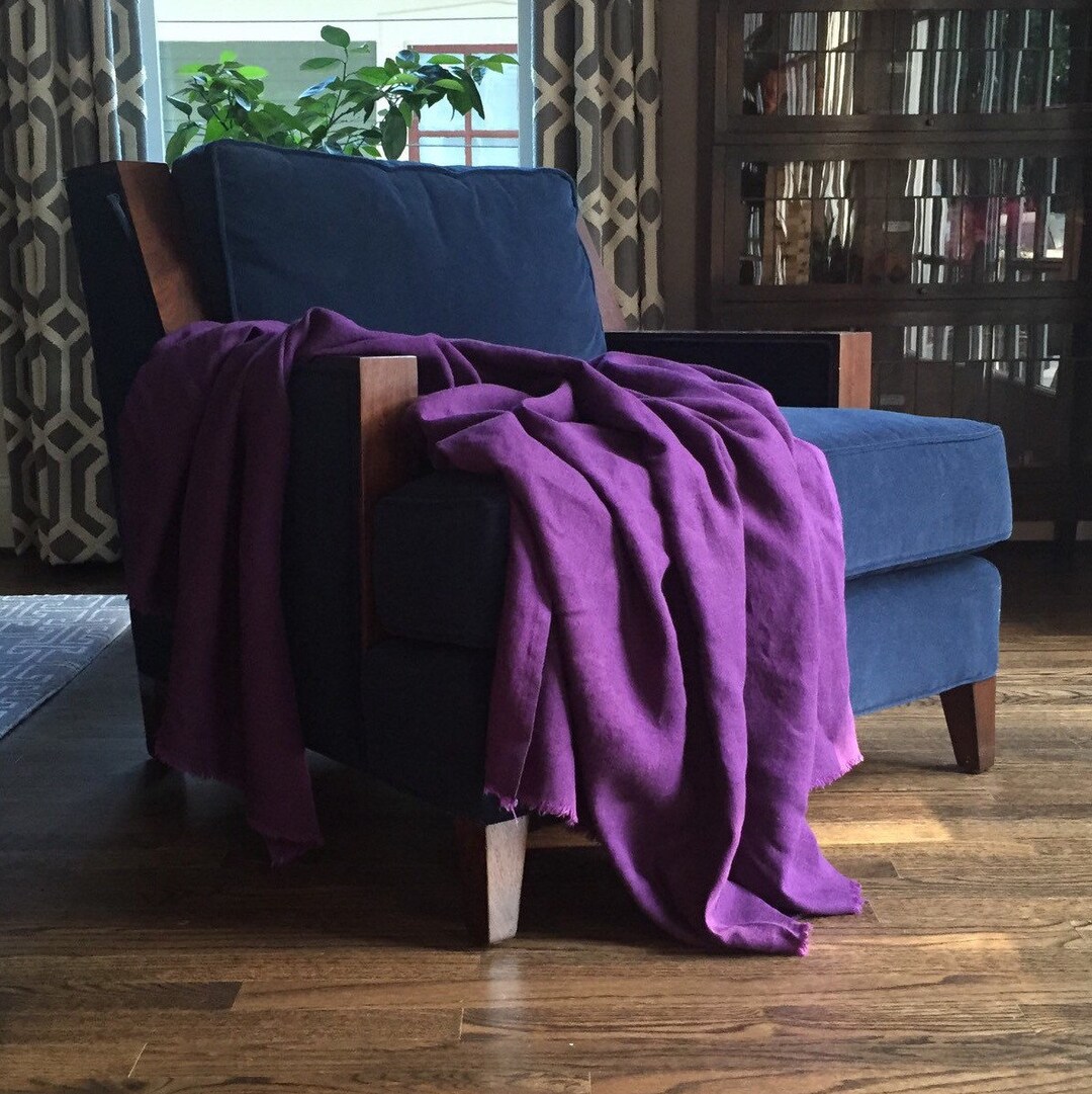 Violet Purple Linen Throw XL Solid Purple Blanket Made to Order in the ...