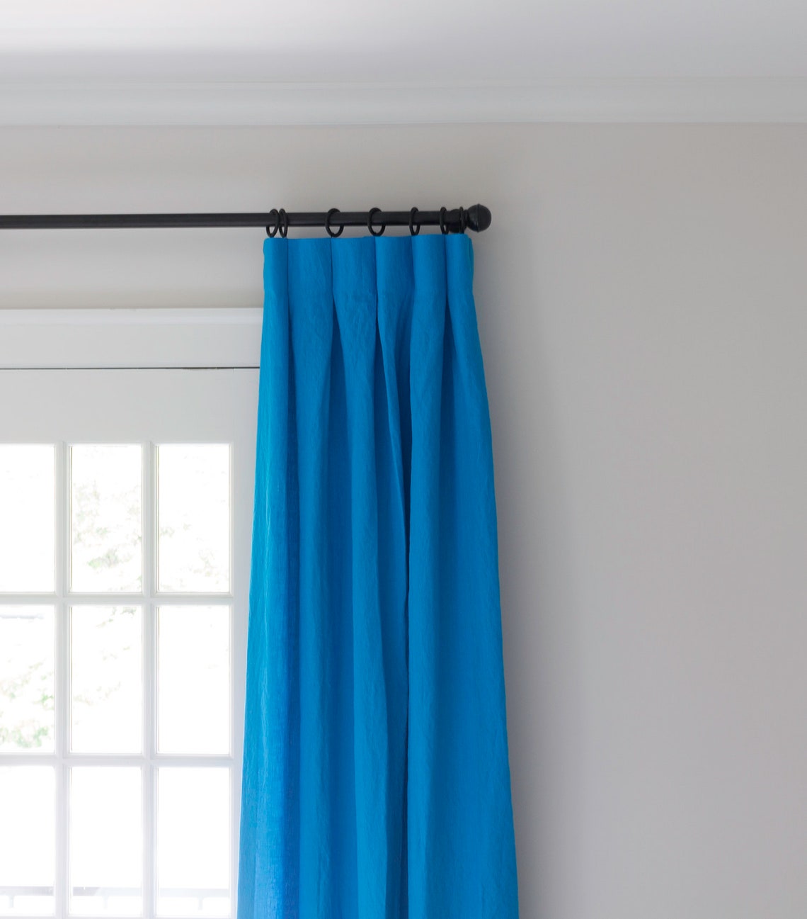 84 Length Pacific Blue Linen Drapery Panel Solid Blue - Etsy