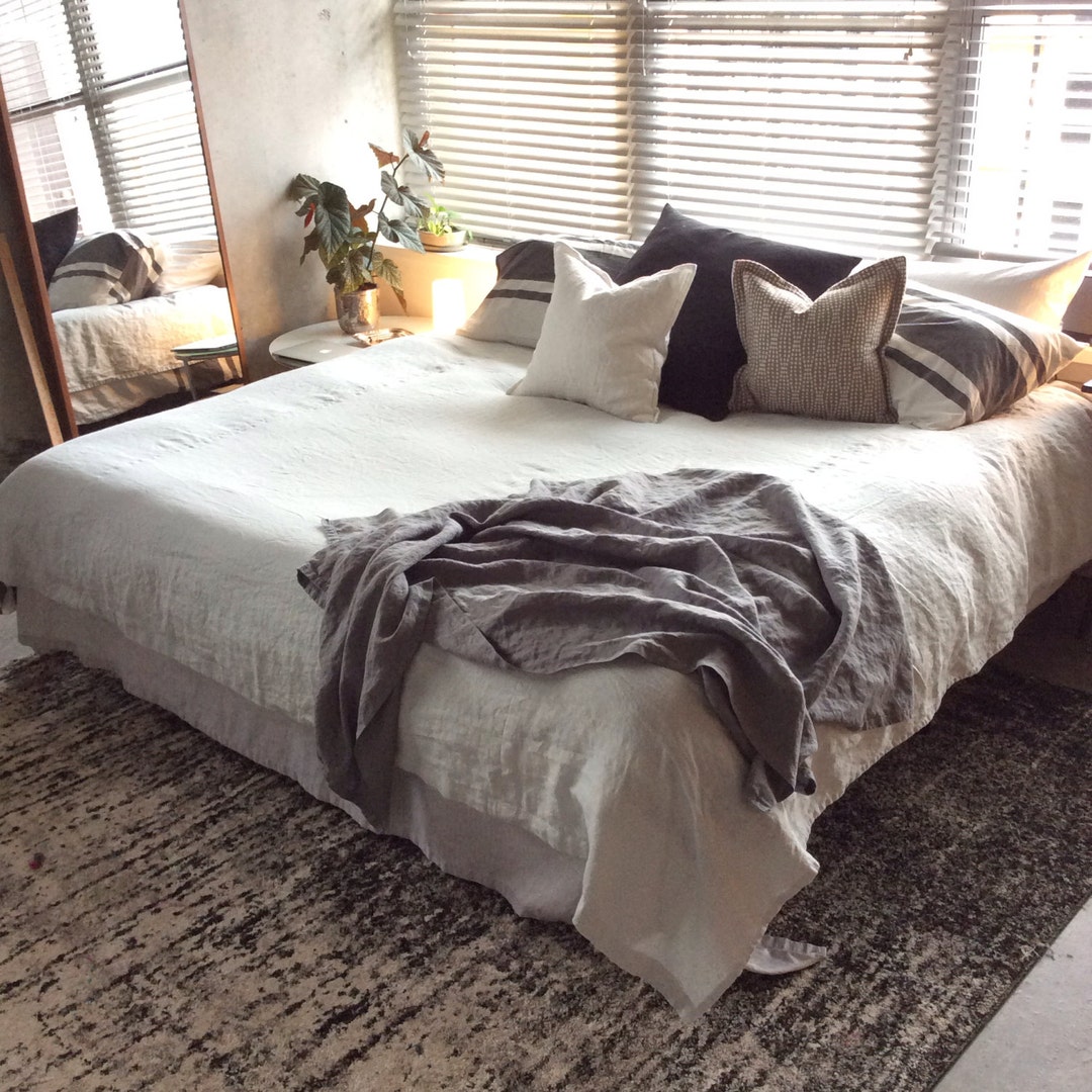 Metropolitan Grey Linen Throw XL - Solid Gray Blanket - Made to Order ...