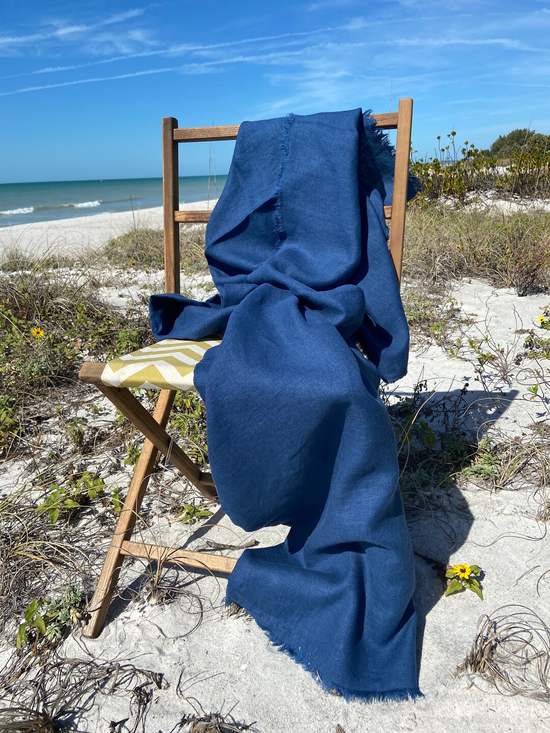 Tahoe Blue Linen Throw - Solid Blue Blanket -beach Blanket - Soft ...