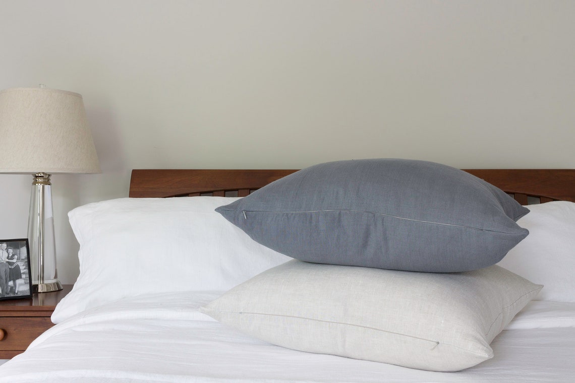 Metropolitan Gray Linen Square Pillow Both Sides Made in | Etsy