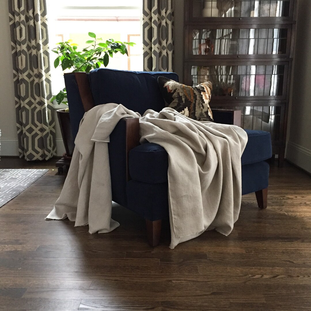 Natural Beauty Classic Linen Throw - Solid Beige Blanket - Made to ...