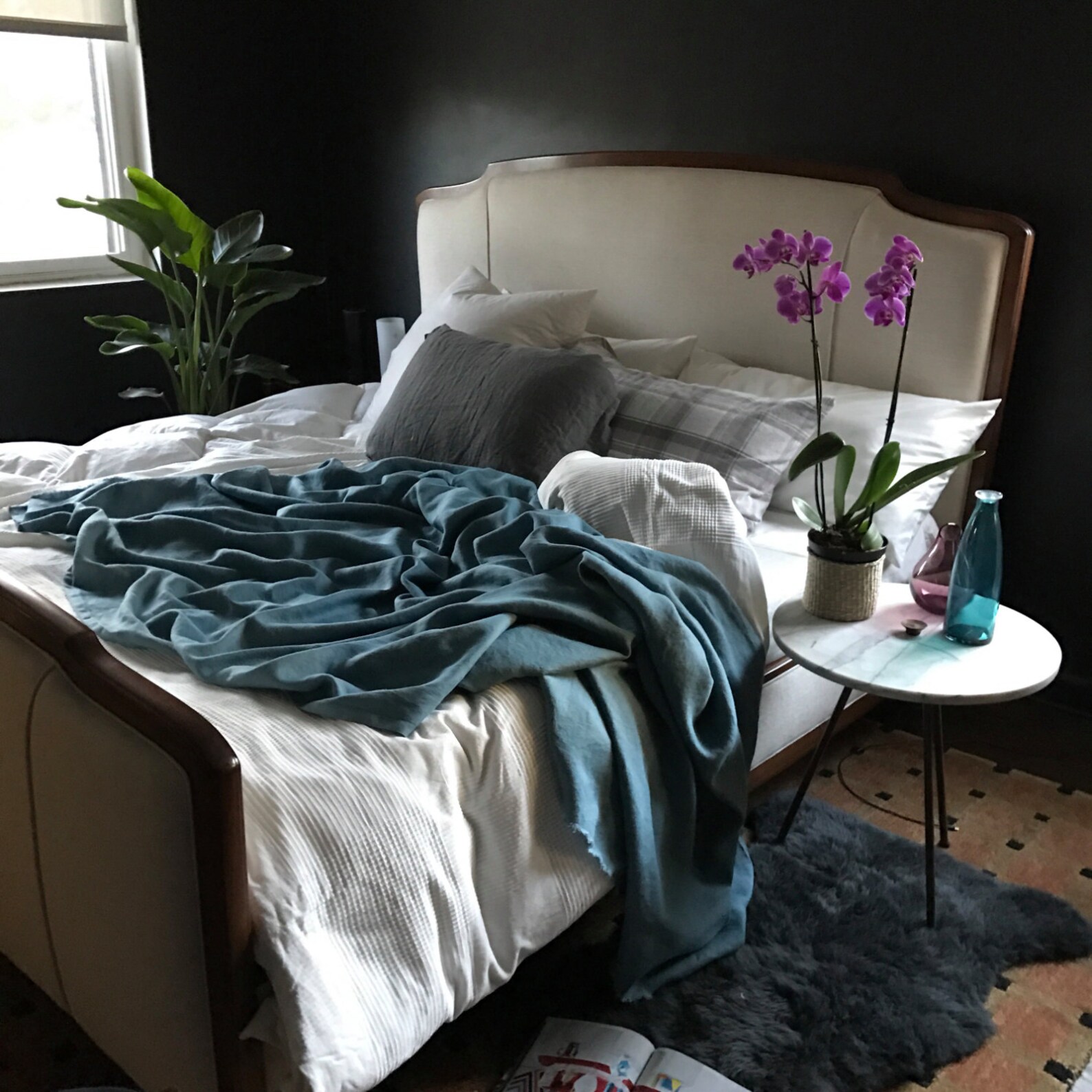 Sapphire Blue Classic Linen Throw Solid Blue Blanket Made - Etsy