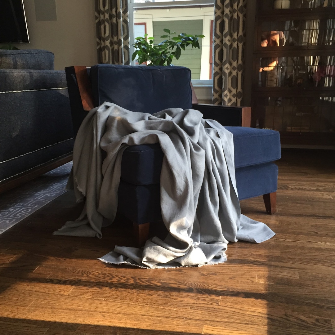 Frost Gray Classic Linen Throw - Solid Gray Blanket - Made to Order in ...