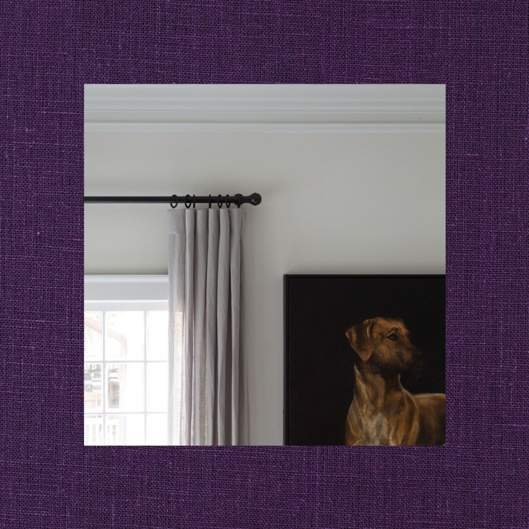 96" Length Deep Purple Linen Drapery Panel- Solid Purple Curtains ...