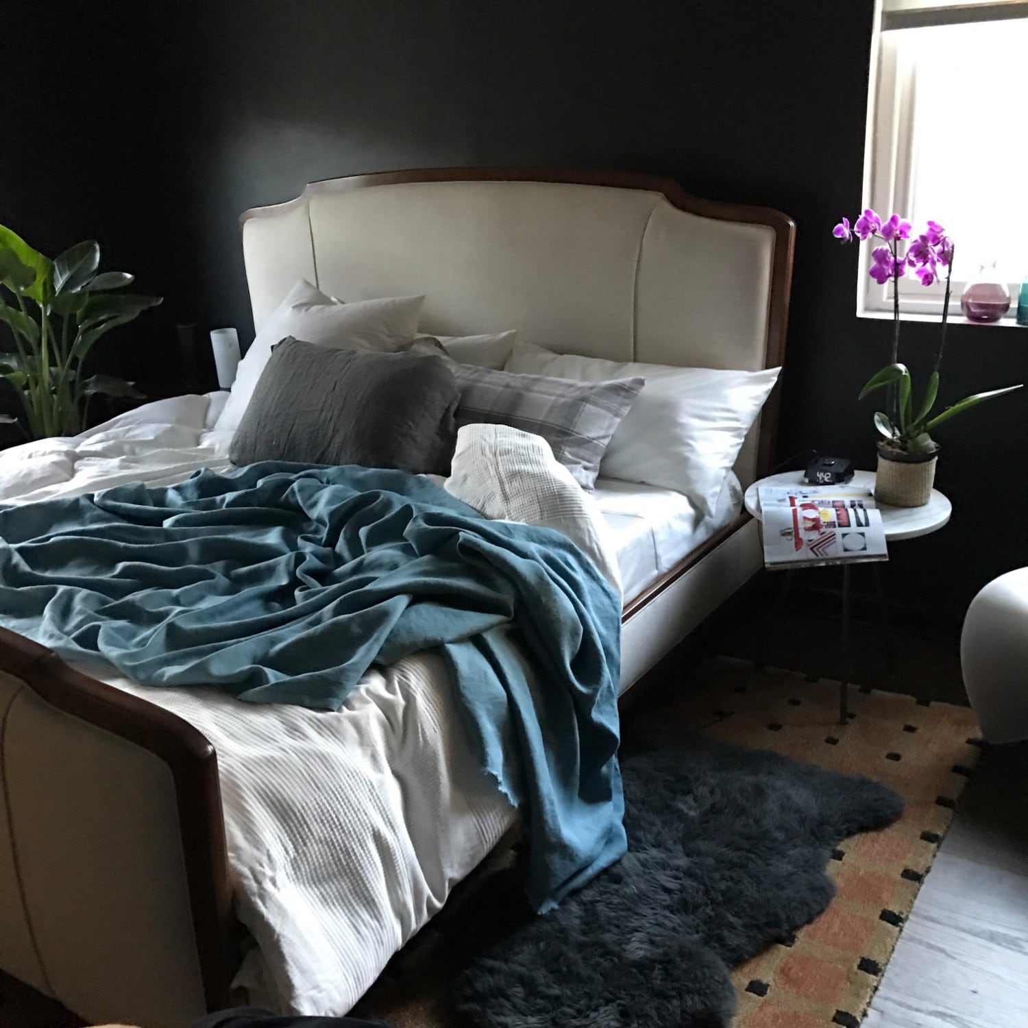 XL Sapphire Blue Linen Throw Solid Blue Blanket Made to - Etsy