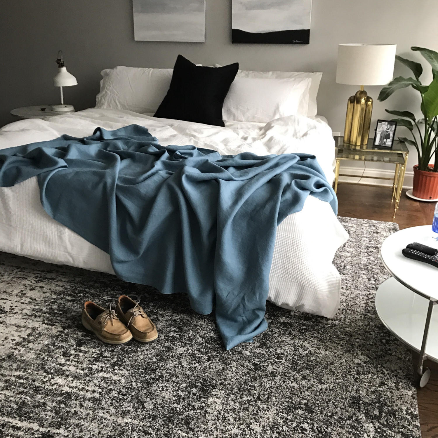 Sapphire Blue Classic Linen Throw Solid Blue Blanket Made - Etsy