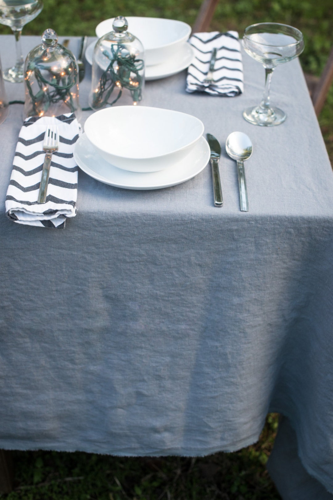Metropolitan Gray Linen Table Cloth - Washable Linen - Neutral ...