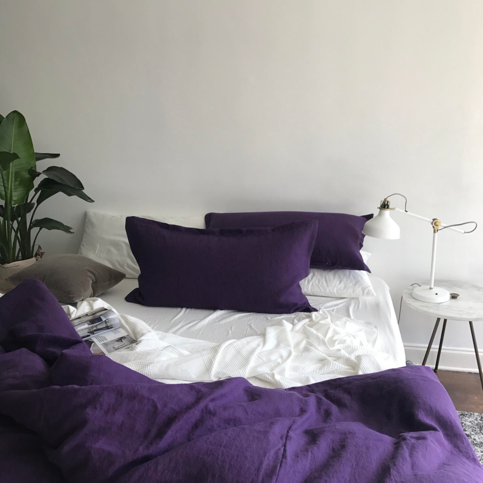 Pair of Pure White Linen Shams Modern Bedding Made to - Etsy