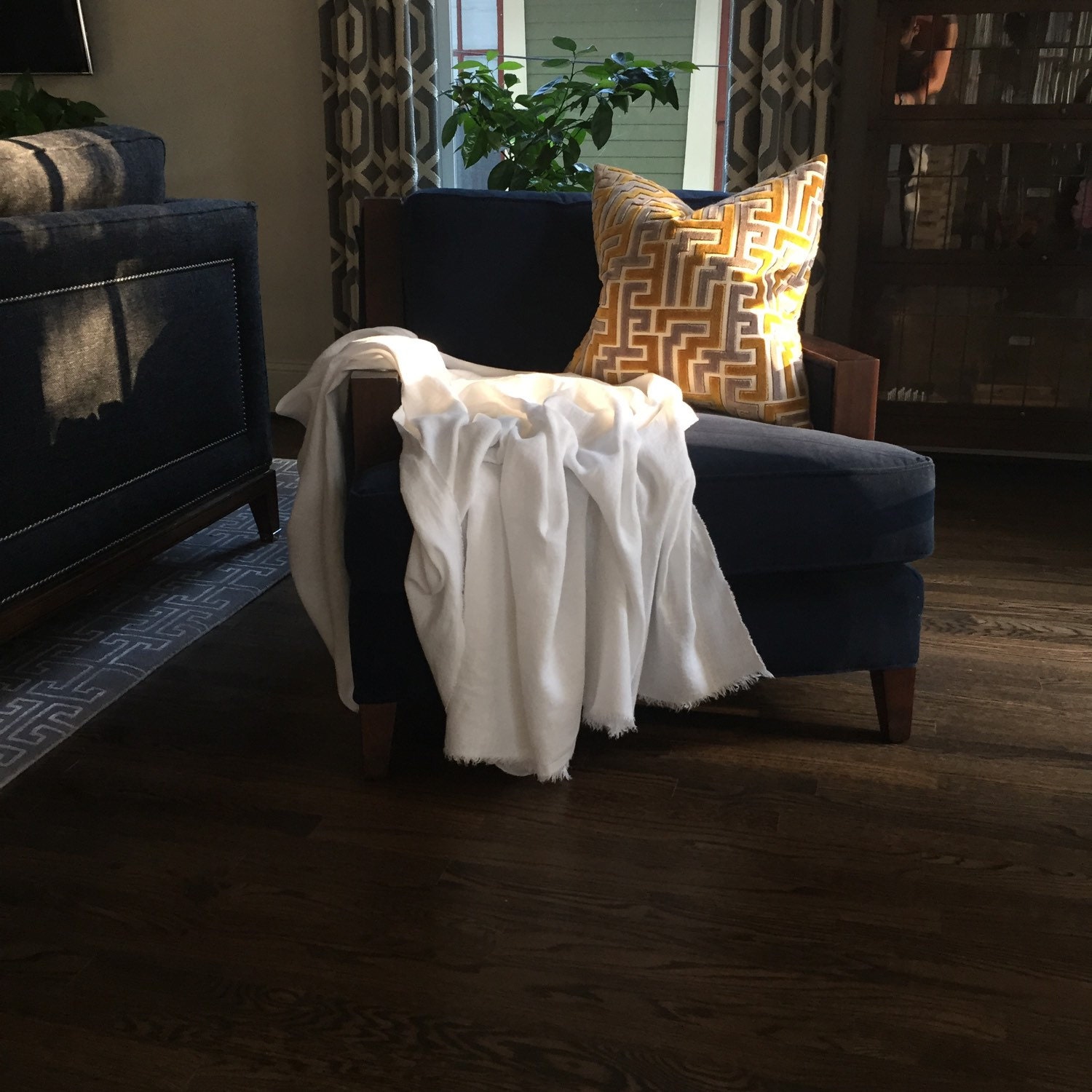 Pure White Linen Classic Throw - Solid White Blanket - Made to Order in ...