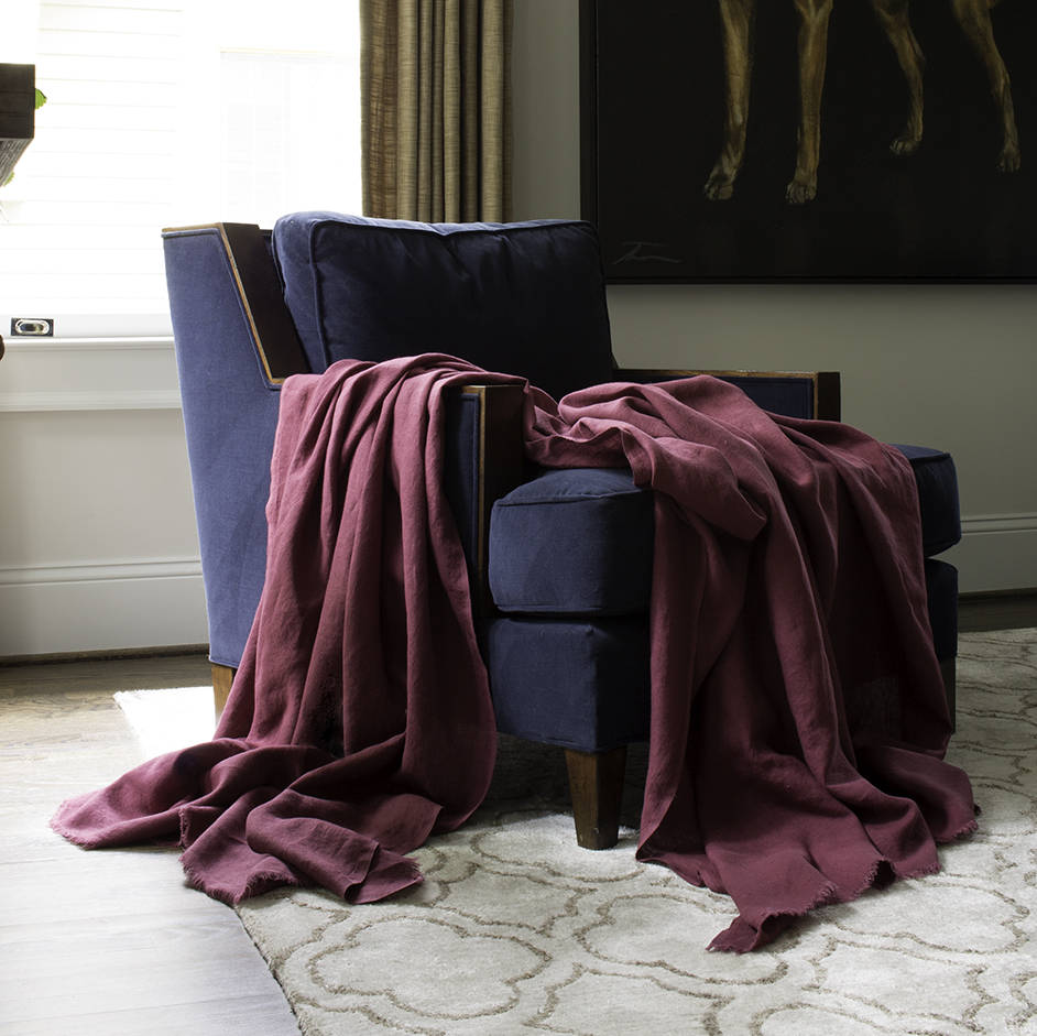 Burgundy Bordeaux Linen Throw Blanket Solid Burgundy Blanket | Etsy