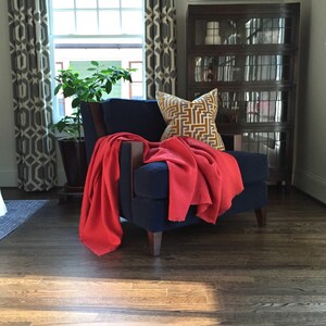 Autumn Red Linen Throw - Solid Red Blanket - Made to Order in the USA ...