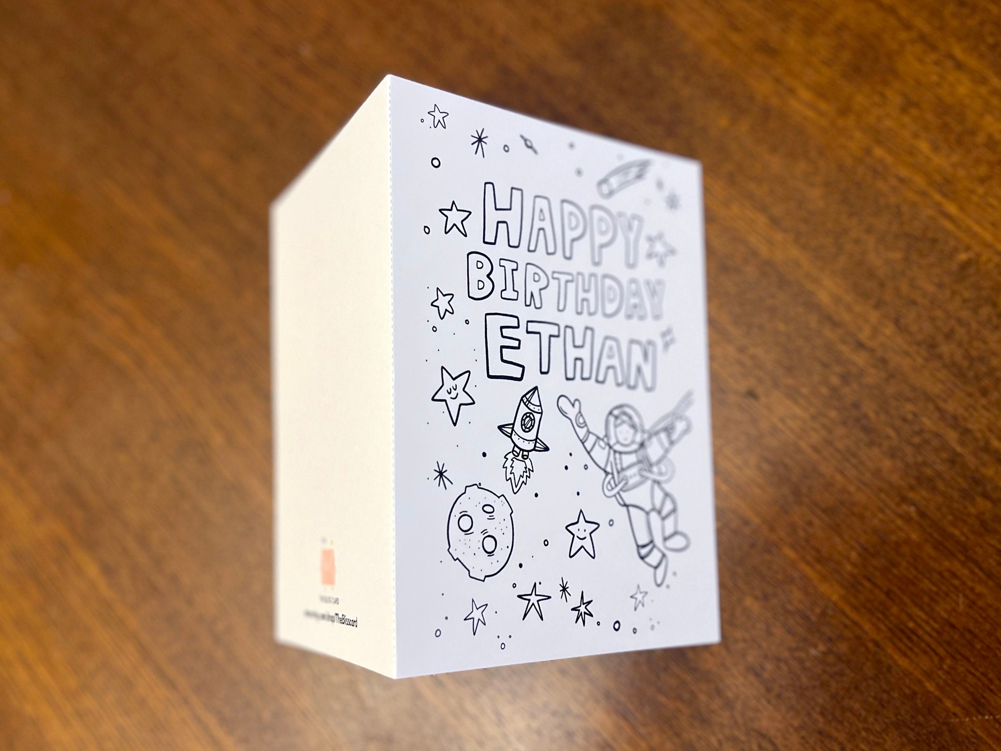 Custom Name Coloring Birthday Card for Child, Space Boy Birthday Card ...