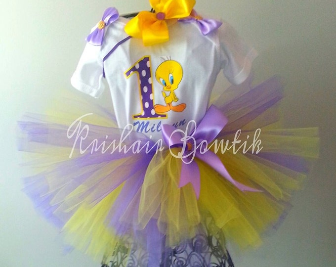 Tweety Bird Tutu Set Birthday Tutu Set-pink Tutu Set-yellow - Etsy