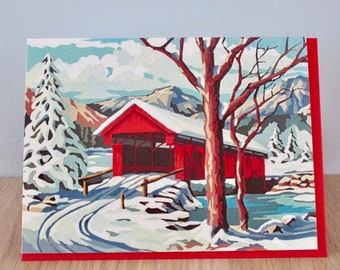 Covered Bridge Paint by Number - Etsy