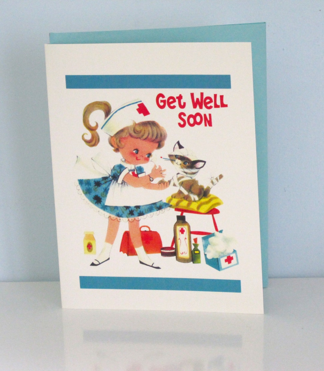 Get Well Soon Nurse Vintage Style Greeting Card by Writeables - Etsy