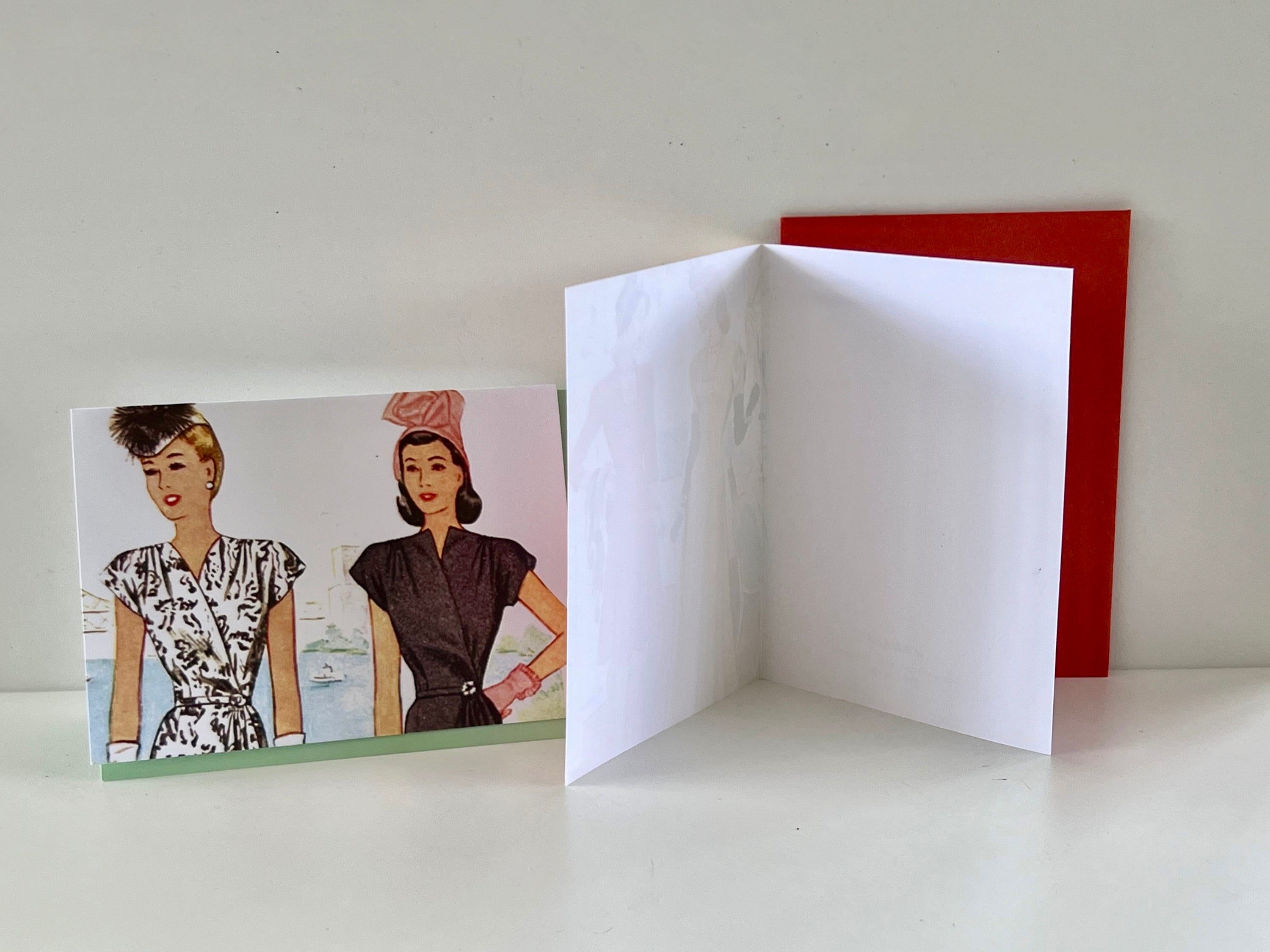 2 Vintage Notecards Mid Century Fashion - Etsy