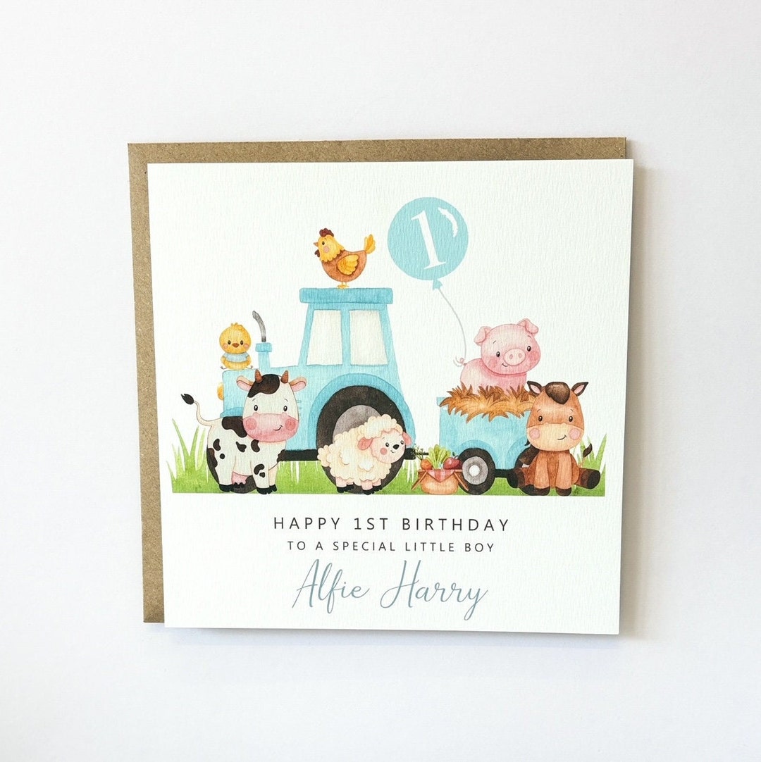 Personalised Farm Theme 1st, 2nd, 3rd Any Age Birthday Card, Farm ...