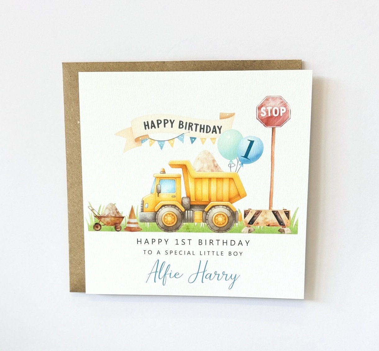 Digger Construction Birthday Card Any Age Personalised, 1st, 2nd, 3rd ...