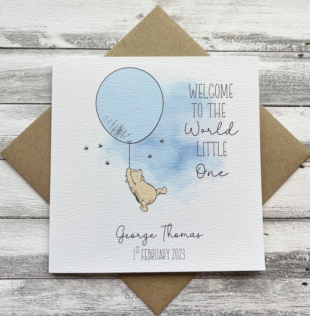 Winnie the Pooh Personalised Welcome to the World New Baby Boy Card ...