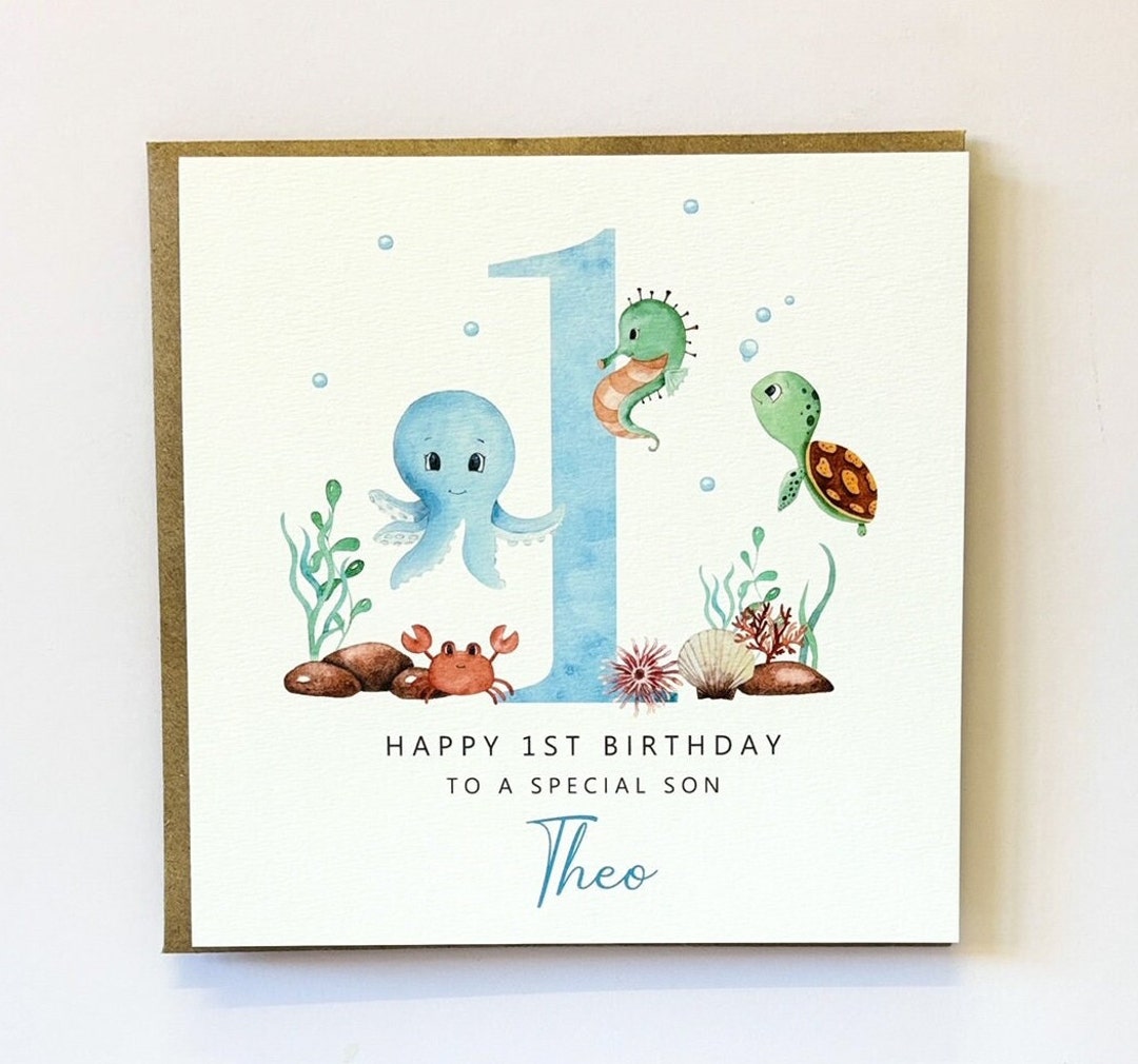Under the Sea Boys Birthday Card - Ocean Sea Life Fish - Under the Sea ...