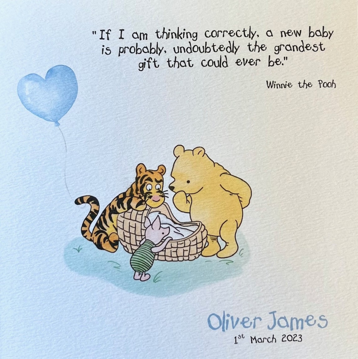 Winnie the Pooh Personalised New Baby Boy Card Welcome Little - Etsy UK