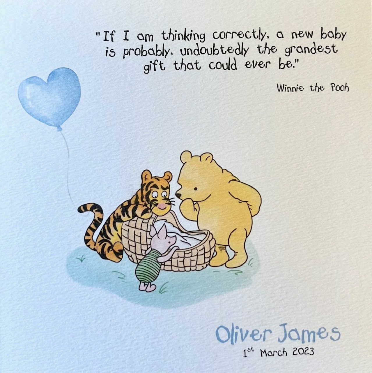 Winnie the Pooh Personalised New Baby Boy Card Welcome Little - Etsy UK
