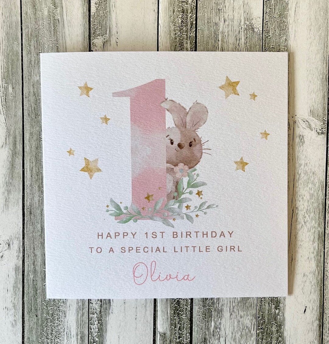 Bunny Rabbit Birthday Card Any Age Personalised, Granddaughter, Niece ...