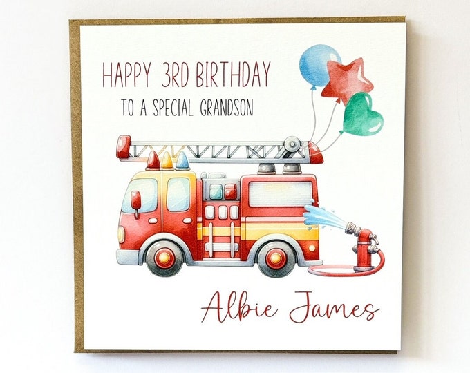 Personalised Fire Engine Greeting Card - Fireman, Fire Fighter Birthday ...
