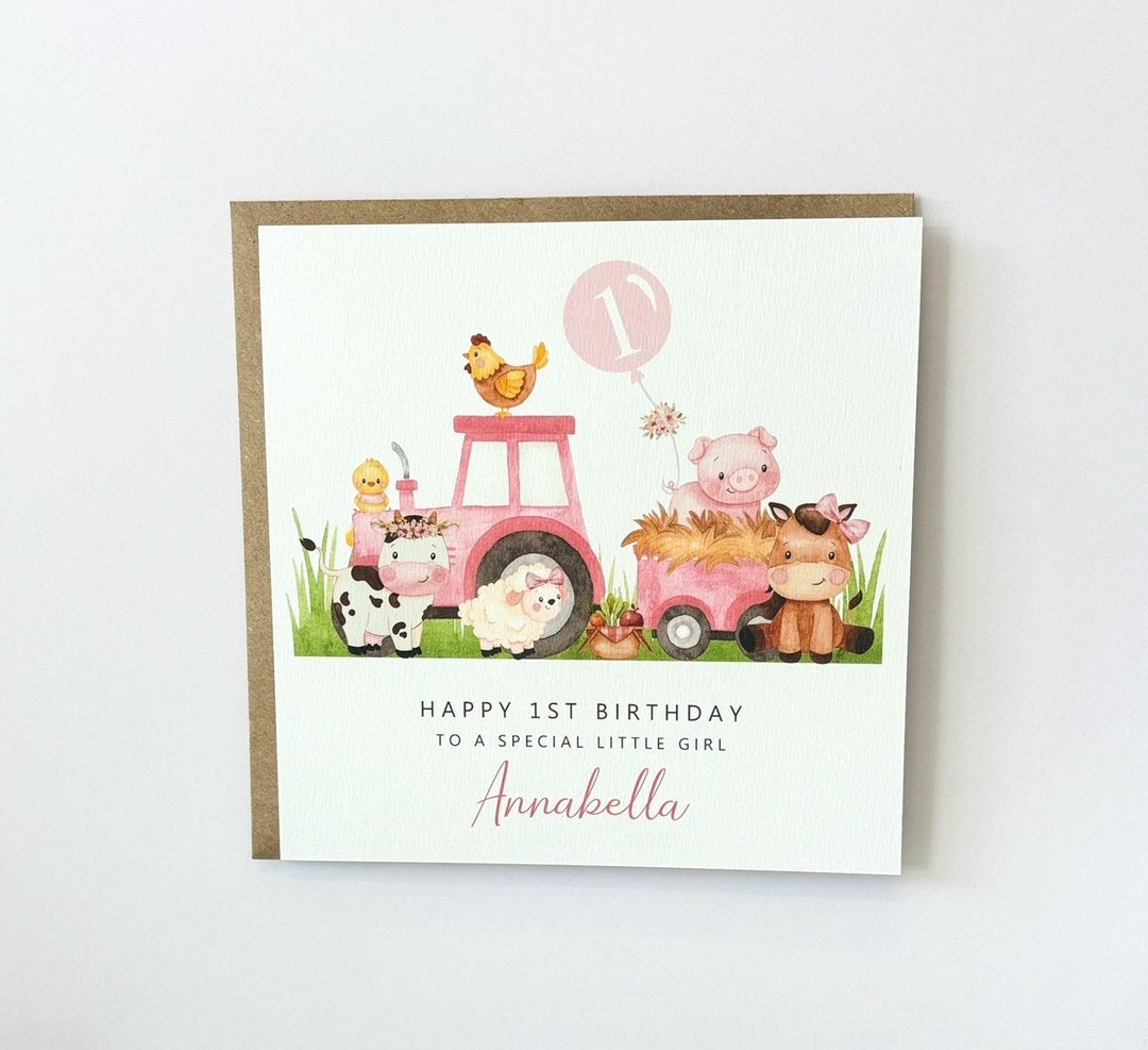 Personalised Farm Theme 1st, 2nd, 3rd Any Age Birthday Card, Farm ...