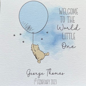 Winnie the Pooh Personalised Welcome to the World New Baby Boy Card ...