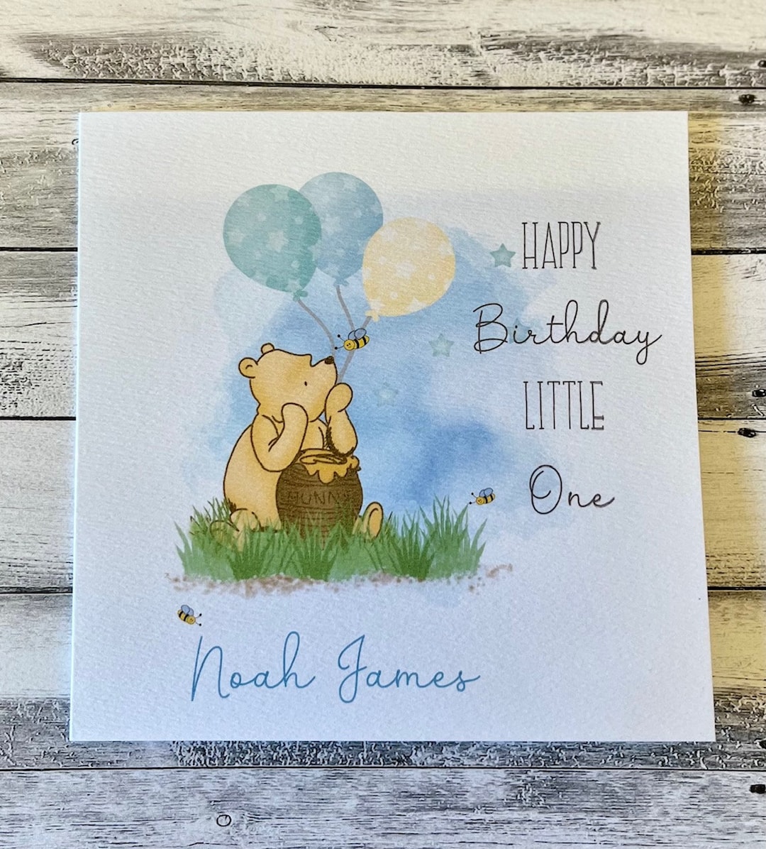 Winnie the Pooh Birthday Card, Personalised Boy Birthday Card, Pooh ...