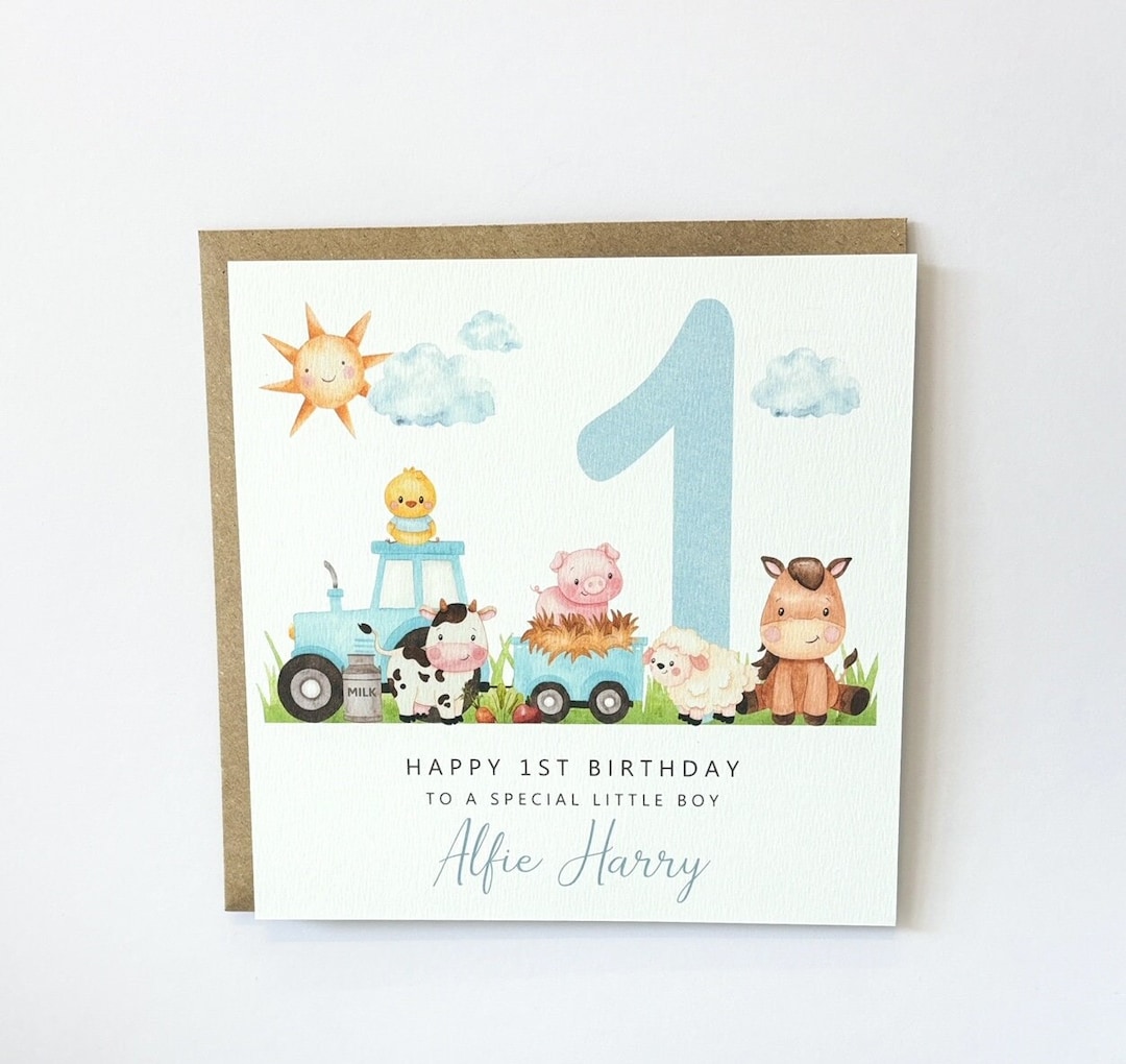 Personalised Farm Theme 1st, 2nd, 3rd Any Age Birthday Card, Farm ...