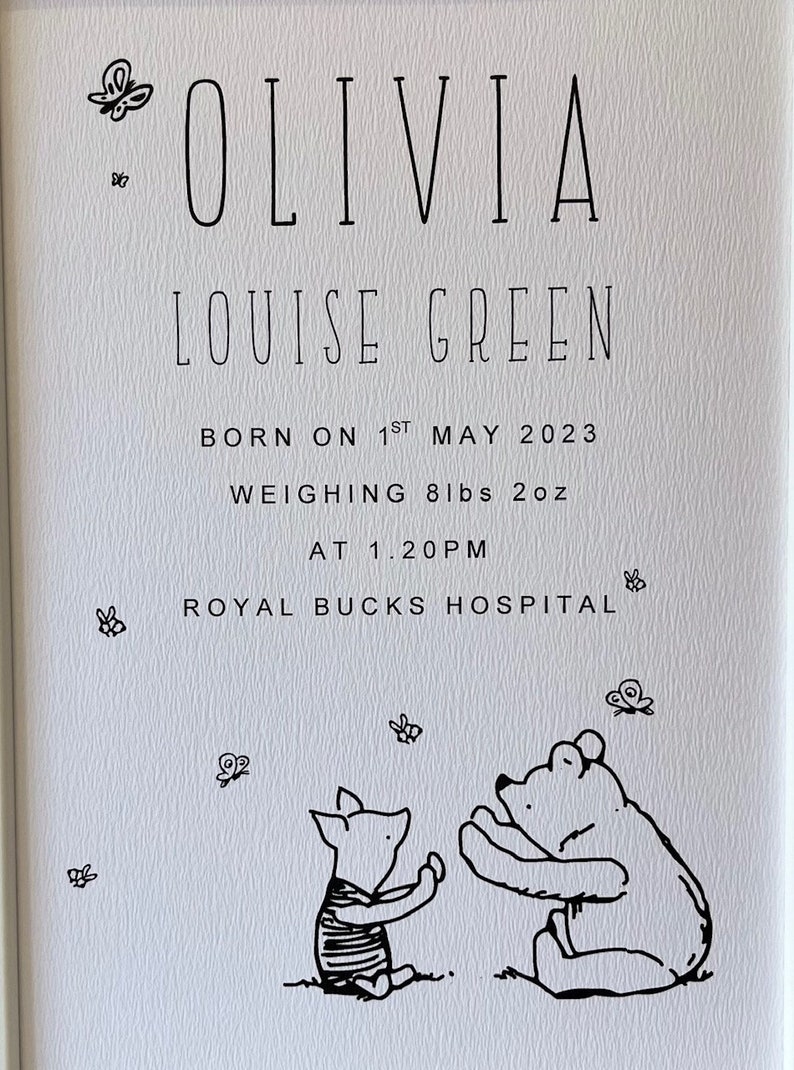 Winnie the Pooh Personalised Name Print Winnie the Pooh - Etsy