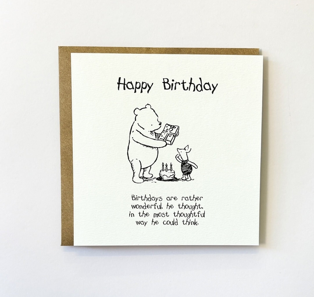 Winnie the Pooh Birthday Card, Birthday Card, Pooh Card, Happy Birthday ...