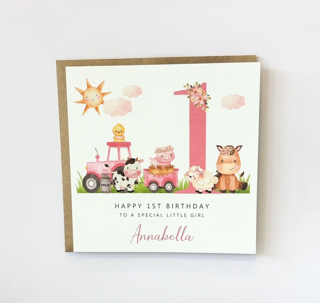 Personalised Farm Theme 1st, 2nd, 3rd Any Age Birthday Card, Farm ...