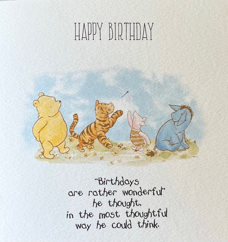 Winnie the Pooh Classic Happy Birthday Sentiment Card Quote - Etsy