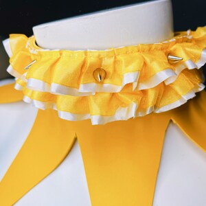 Yellow Jester Leather Clown Choker Neck Piece With Ruffles and Bells ...