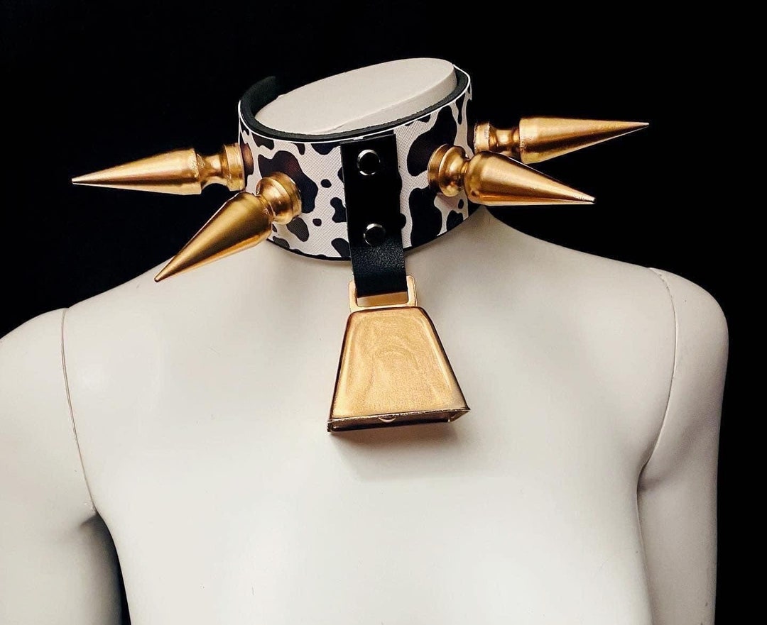 Gold Bell Cow Spiked Choker - Etsy