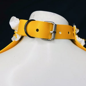 Yellow Jester Leather Clown Choker Neck Piece With Ruffles and Bells ...