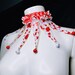 Red Splatter Halloween Jester Clown Leather Choker With Frill and Bells ...