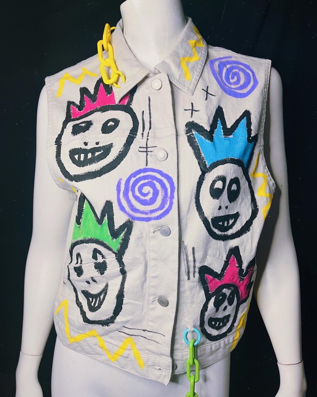 Hand Painted Vest Abstract Faces - Etsy