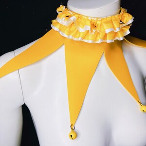 Yellow Jester Leather Clown Choker Neck Piece With Ruffles and Bells ...