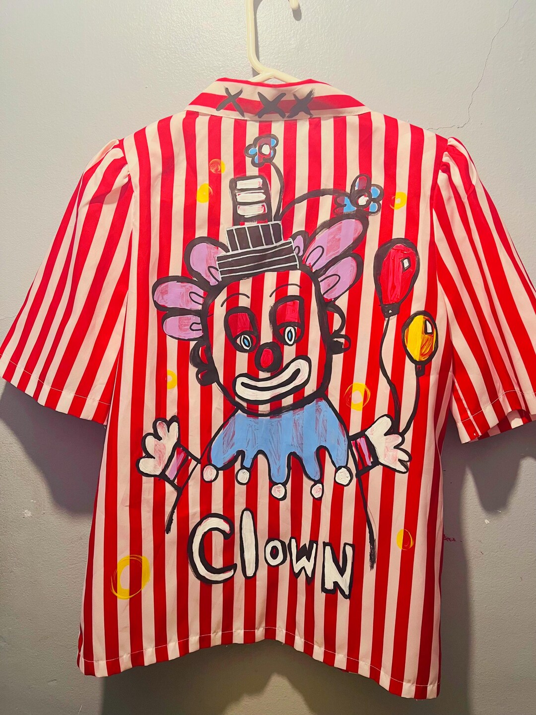 Clown Button up Red and White Stripped - Etsy