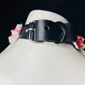 Red Splatter Halloween Jester Clown Leather Choker With Frill and Bells ...