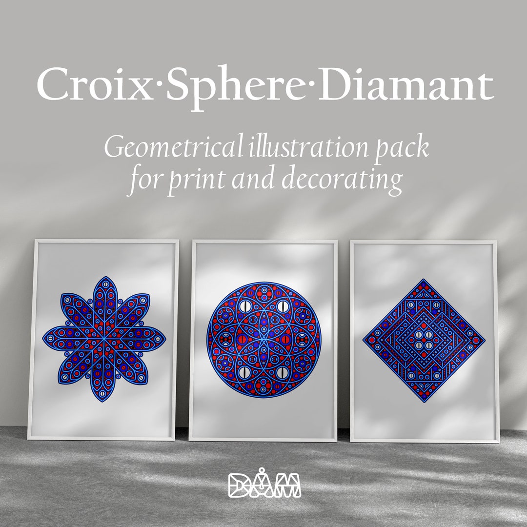 Geometrical Illustration Pack for Printing and Decorating Cross Sphere ...