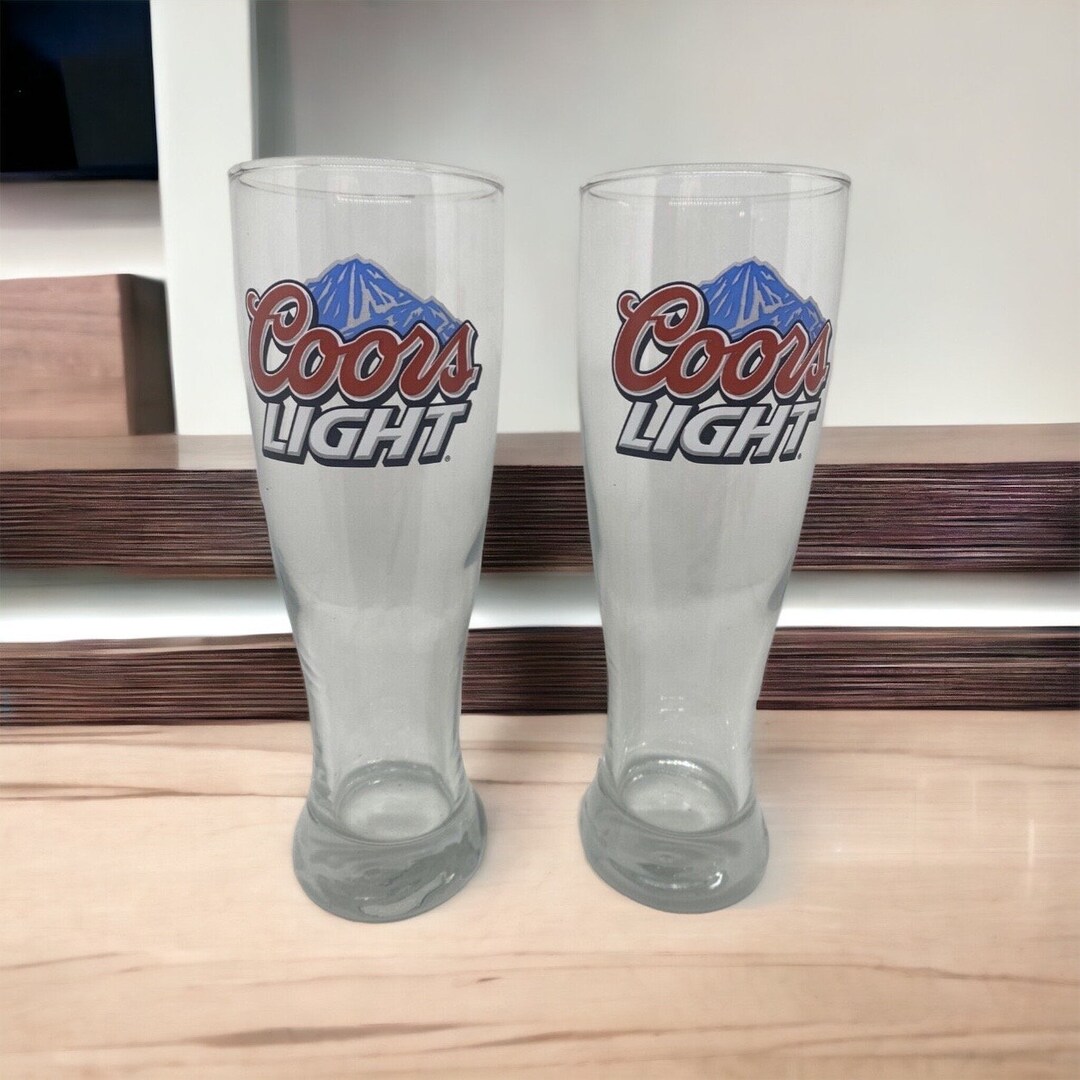 Set Of 2 Coors Light Pint Glass Barware Beer Brew Blue Etsy