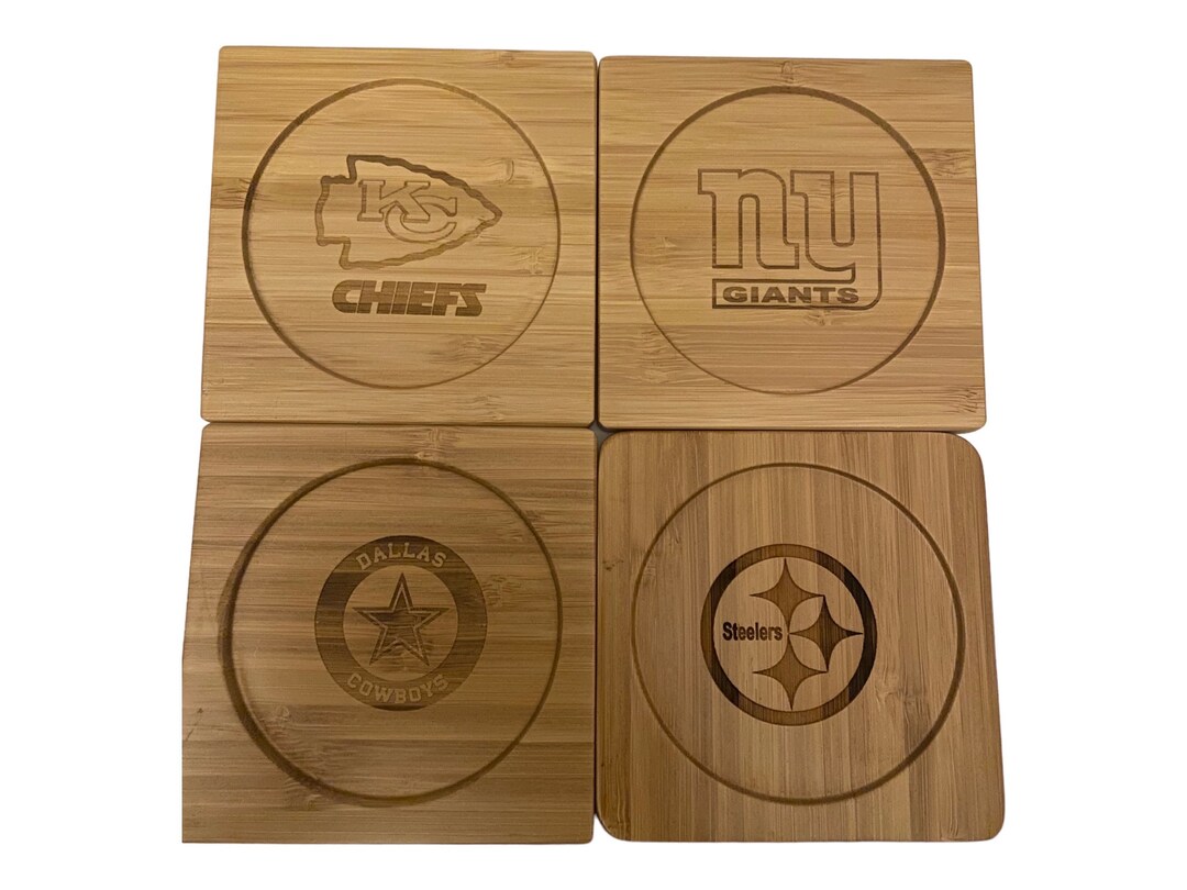 Set of 4 NFL Custom Bamboo Coasters Every Team Available - Etsy