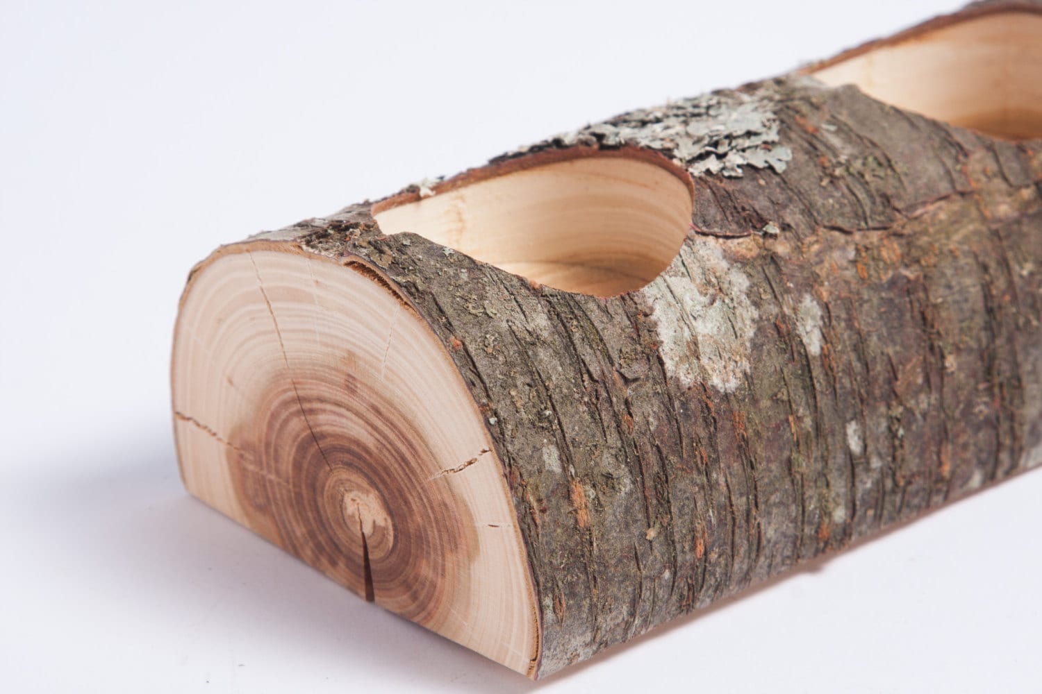 Rustic log candle holder tea light holder woodland wedding | Etsy