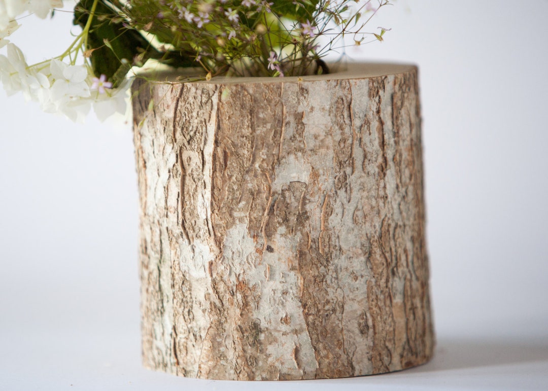 Rustic Wedding Vase, Log Vase, Wooden Vase, Flower Vase, Woodland ...